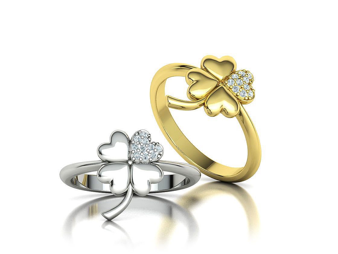Clover Symbol Ring Diamond Clover Heart Leaves 3dmodel 3D model 3D ...