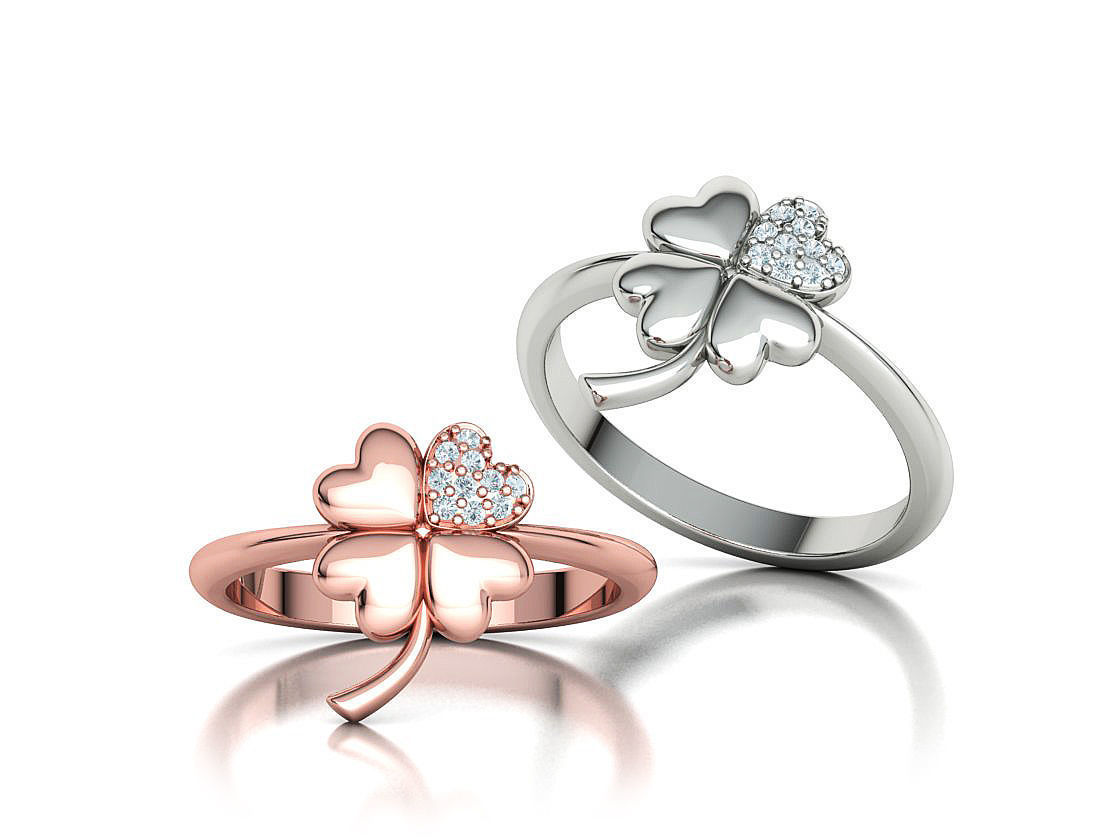 Clover Symbol Ring Diamond Clover Heart Leaves 3dmodel 3D model 3D ...