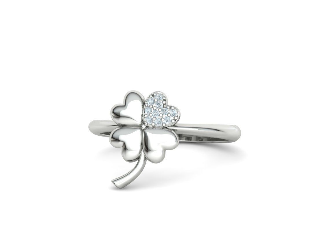 Clover Symbol Ring Diamond Clover Heart Leaves 3dmodel 3D model 3D ...