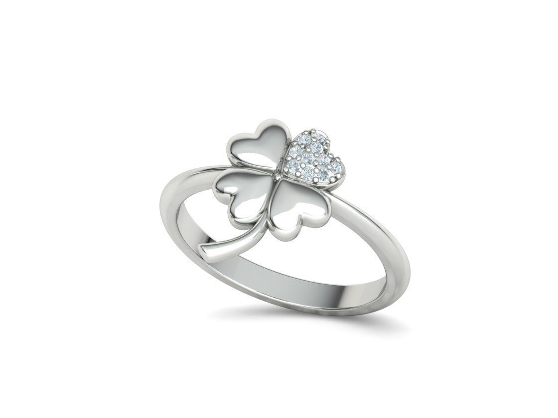 Clover Symbol Ring Diamond Clover Heart Leaves 3dmodel 3D model 3D ...
