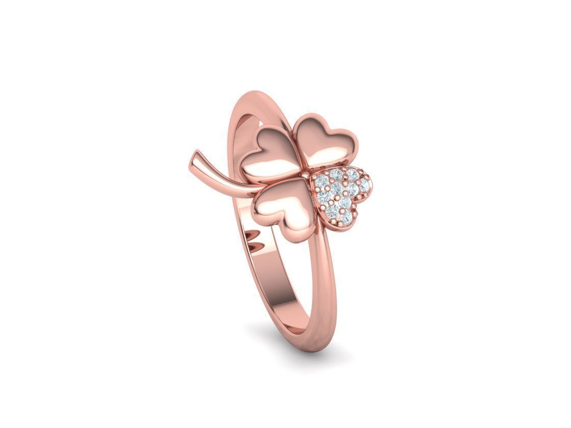 Clover Symbol Ring Diamond Clover Heart Leaves 3dmodel 3D model 3D ...