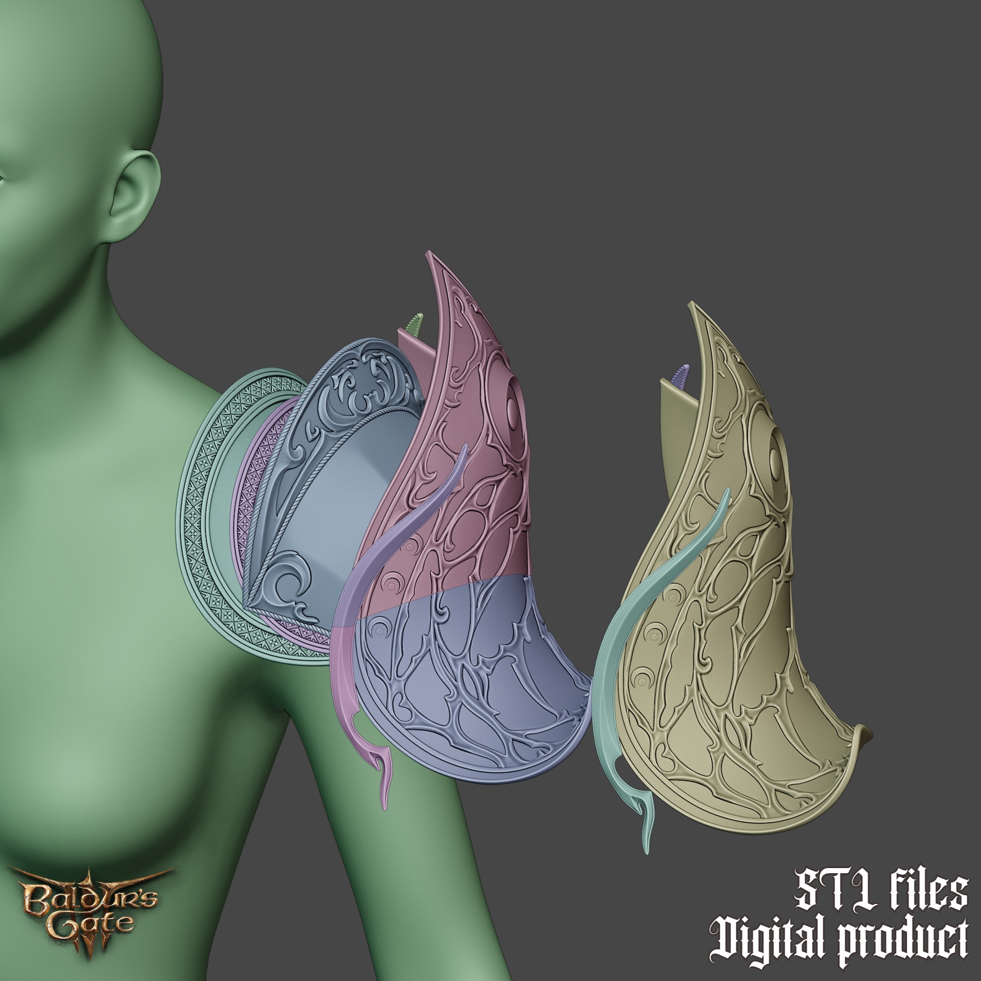 Fantasy Nightsong Dame Aylin Armor Shoulders Baldurs Gate 3 3D model 3D ...