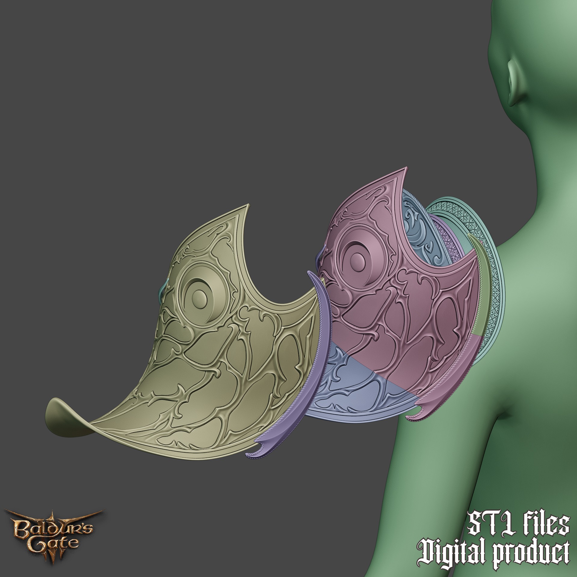 Fantasy Nightsong Dame Aylin Armor Shoulders Baldurs Gate 3 3D model 3D ...