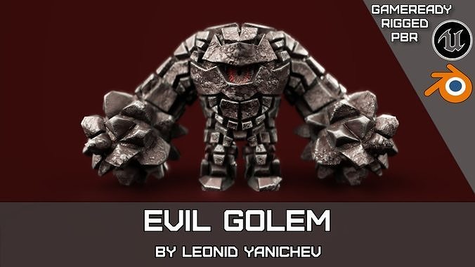 3D model Evil Golem - 3d character rigged animated VR / AR / low-poly ...