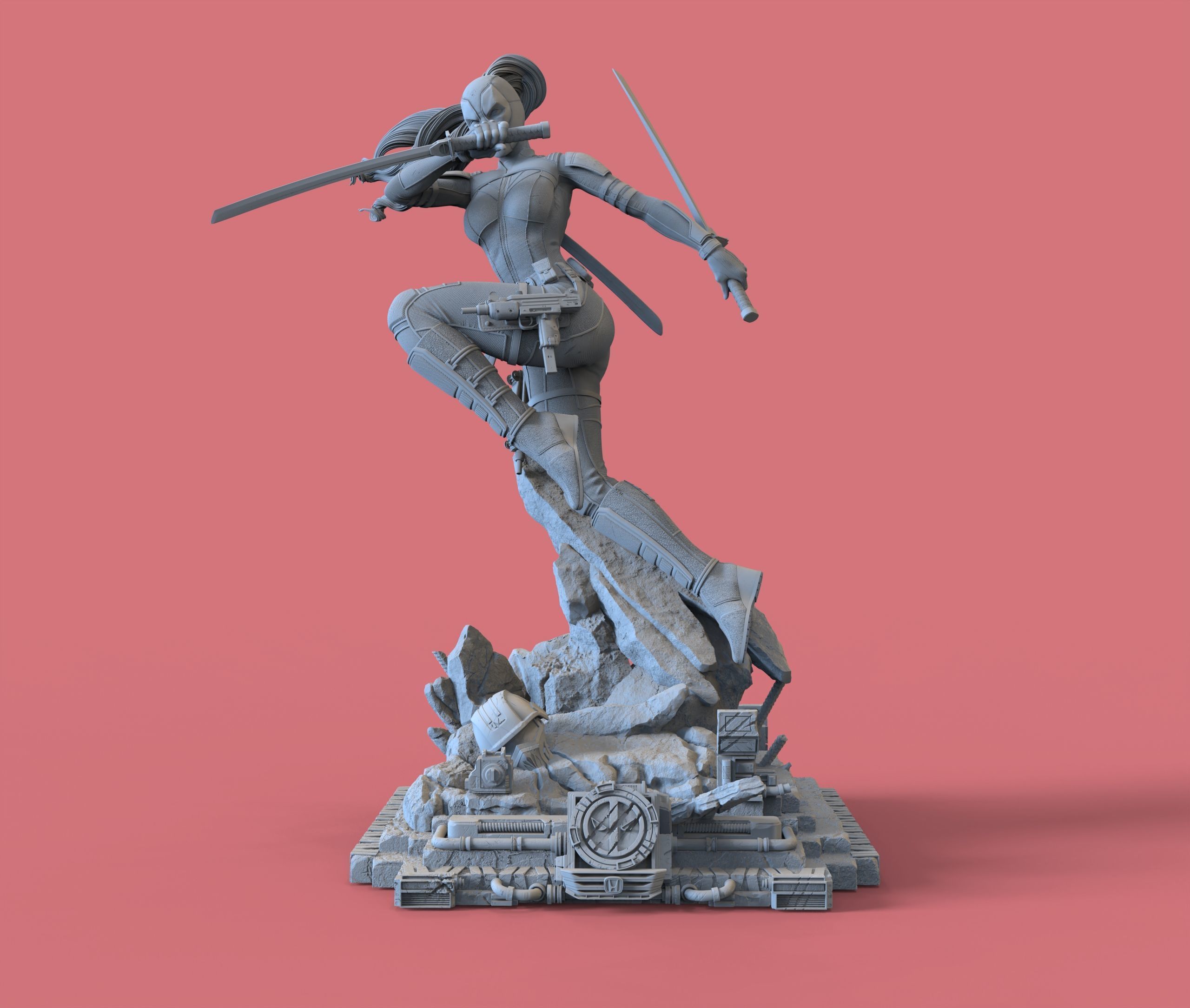 LADY DEADPOOL SCULPTURE 3D PRINT MODEL STL 3D model 3D printable | CGTrader