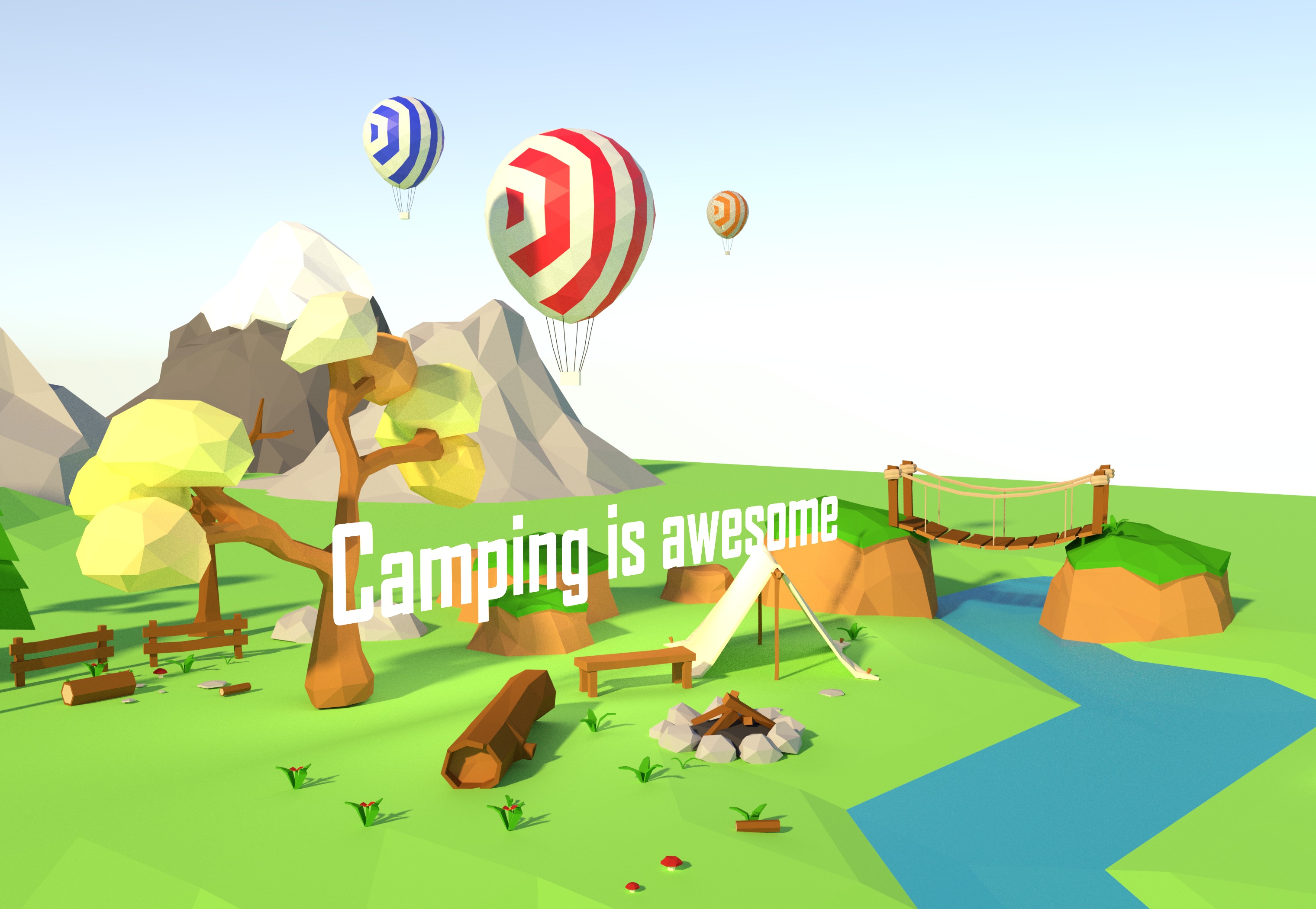 Low poly camping assets free VR / AR / low-poly 3D model | CGTrader