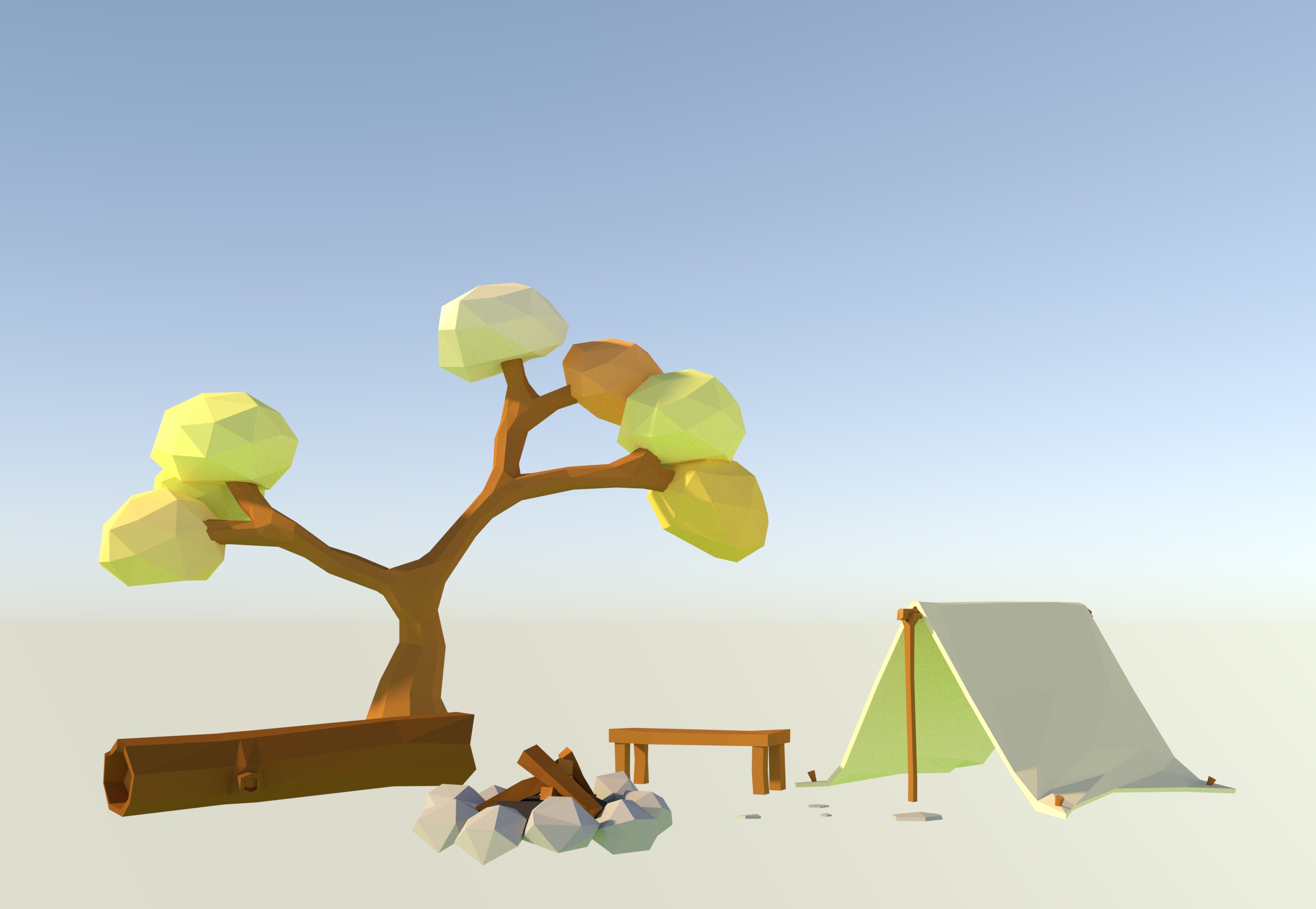 Low poly camping assets free VR / AR / low-poly 3D model | CGTrader