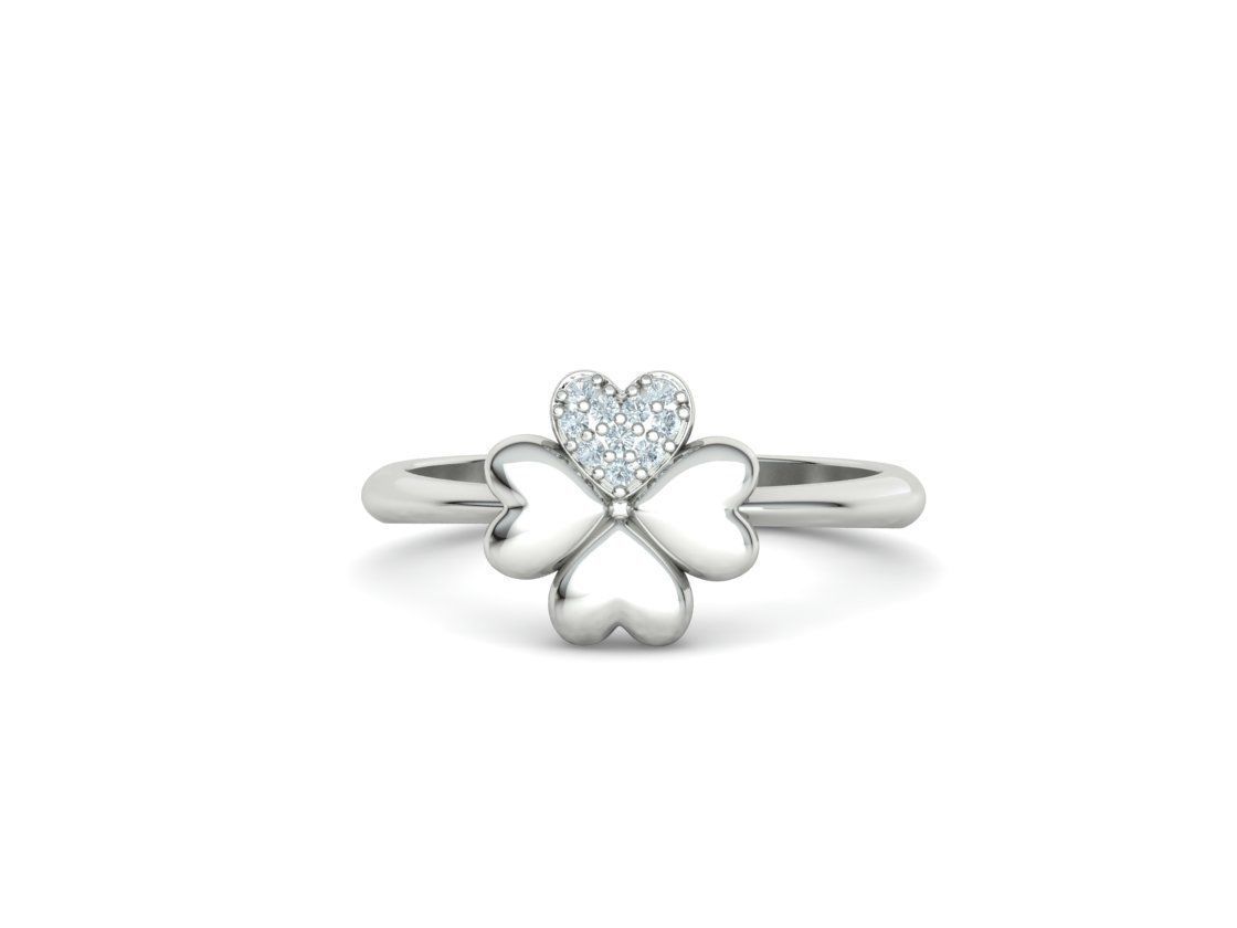 Lucky Clover Diamond Ring 4 heart petals Ring 3dmodel 3D model 3D printable | CGTrader