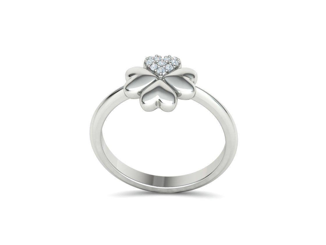 Lucky Clover Diamond Ring 4 heart petals Ring 3dmodel 3D model 3D printable | CGTrader