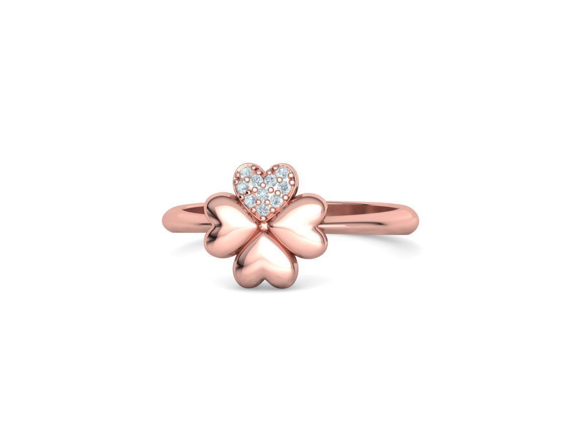 Lucky Clover Diamond Ring 4 heart petals Ring 3dmodel 3D model 3D printable | CGTrader