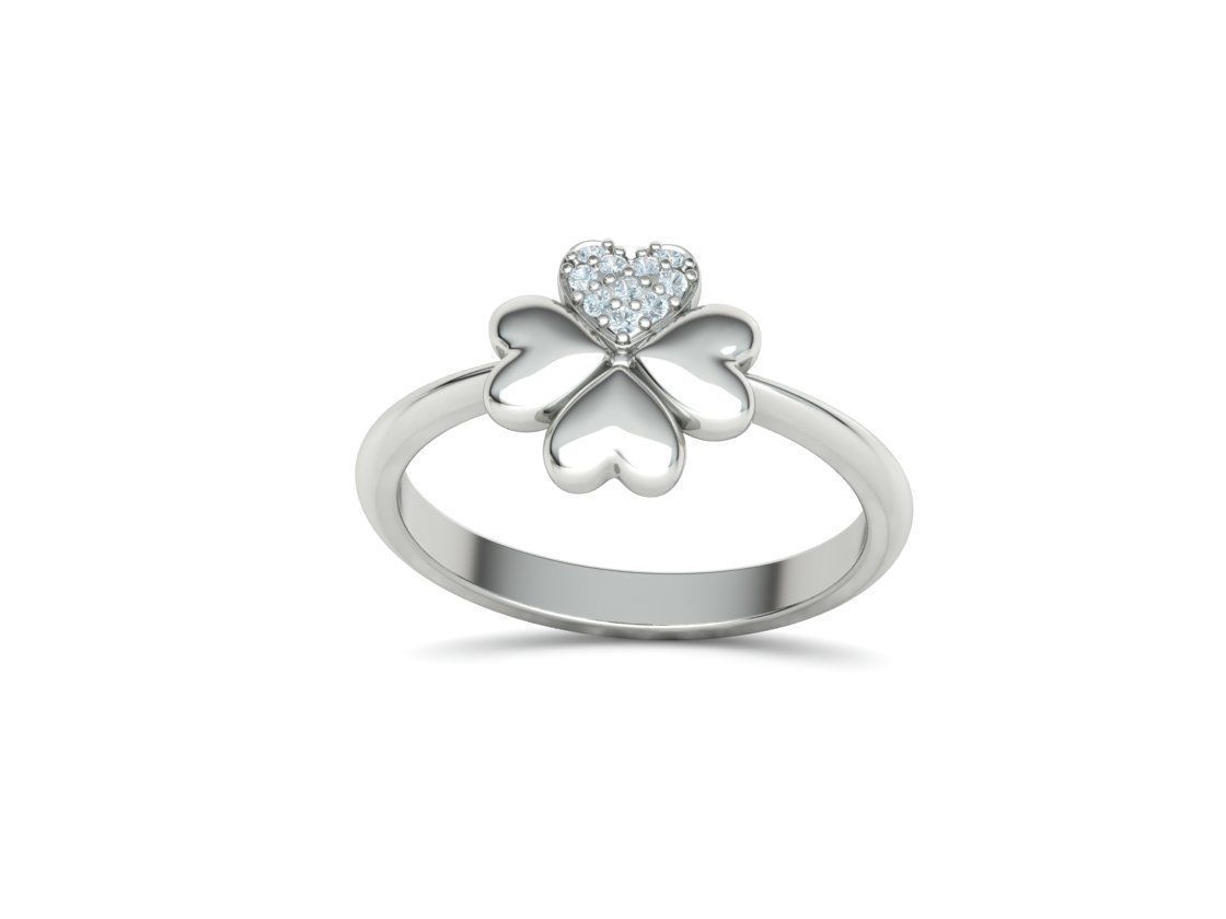 Lucky Clover Diamond Ring 4 heart petals Ring 3dmodel 3D model 3D printable | CGTrader