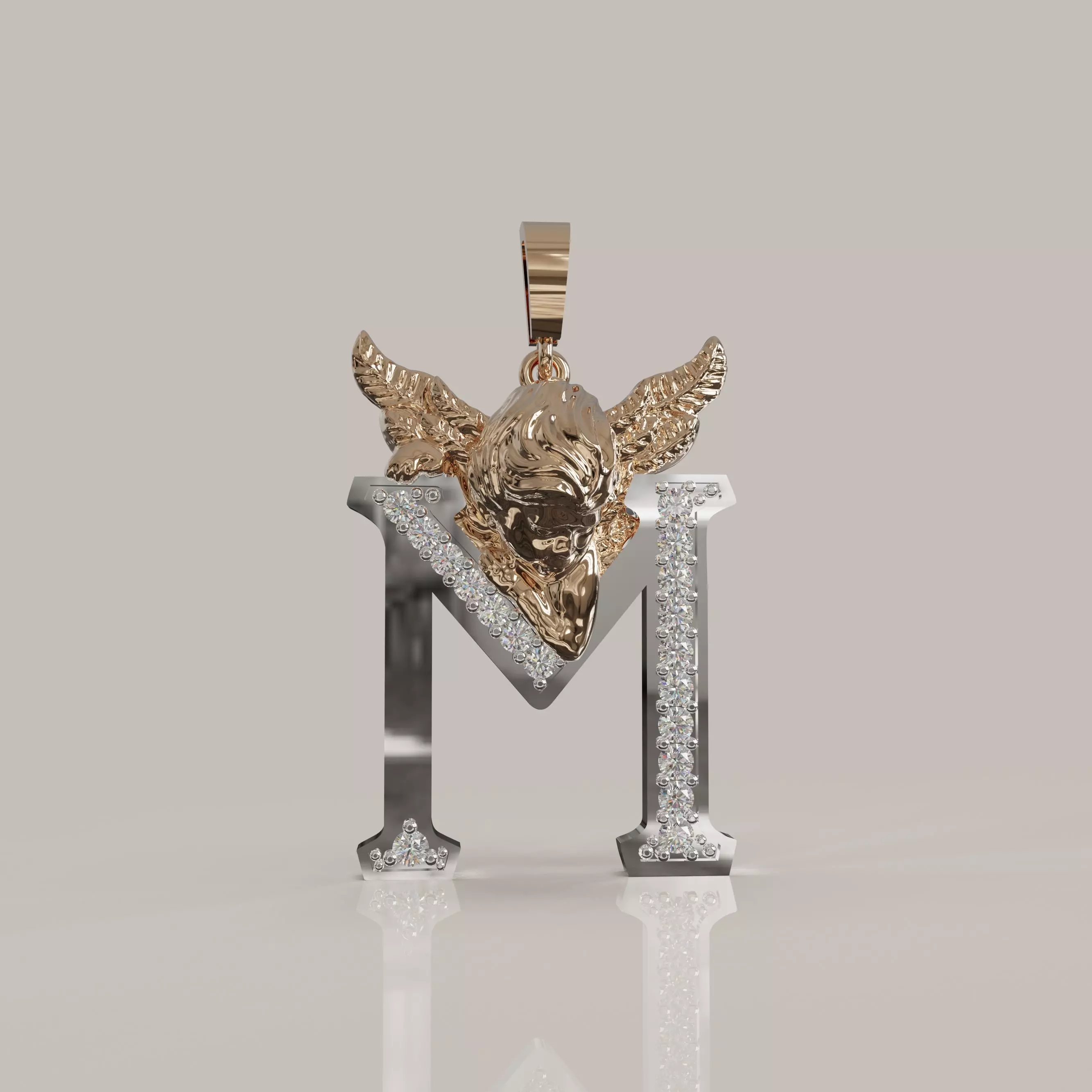 Angel Letter M 3D Model for Jewelry Design Printable Model 3D model 3D ...