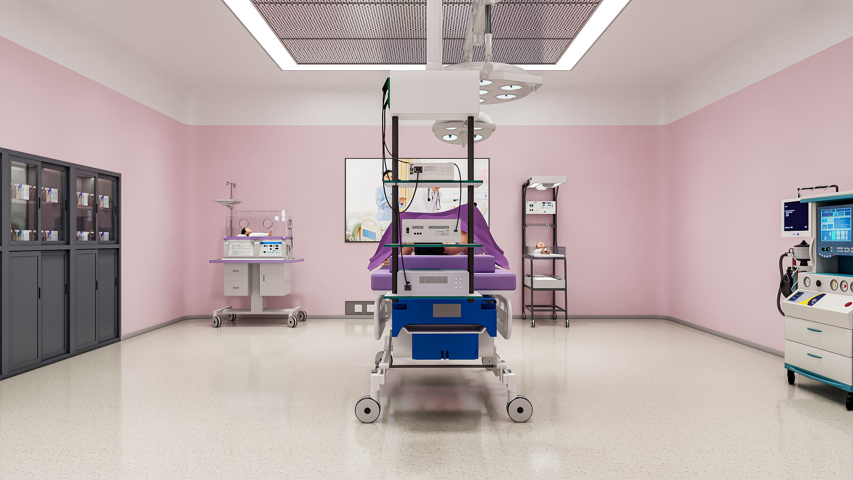 Hospital delivery operating room 1 3D model | CGTrader