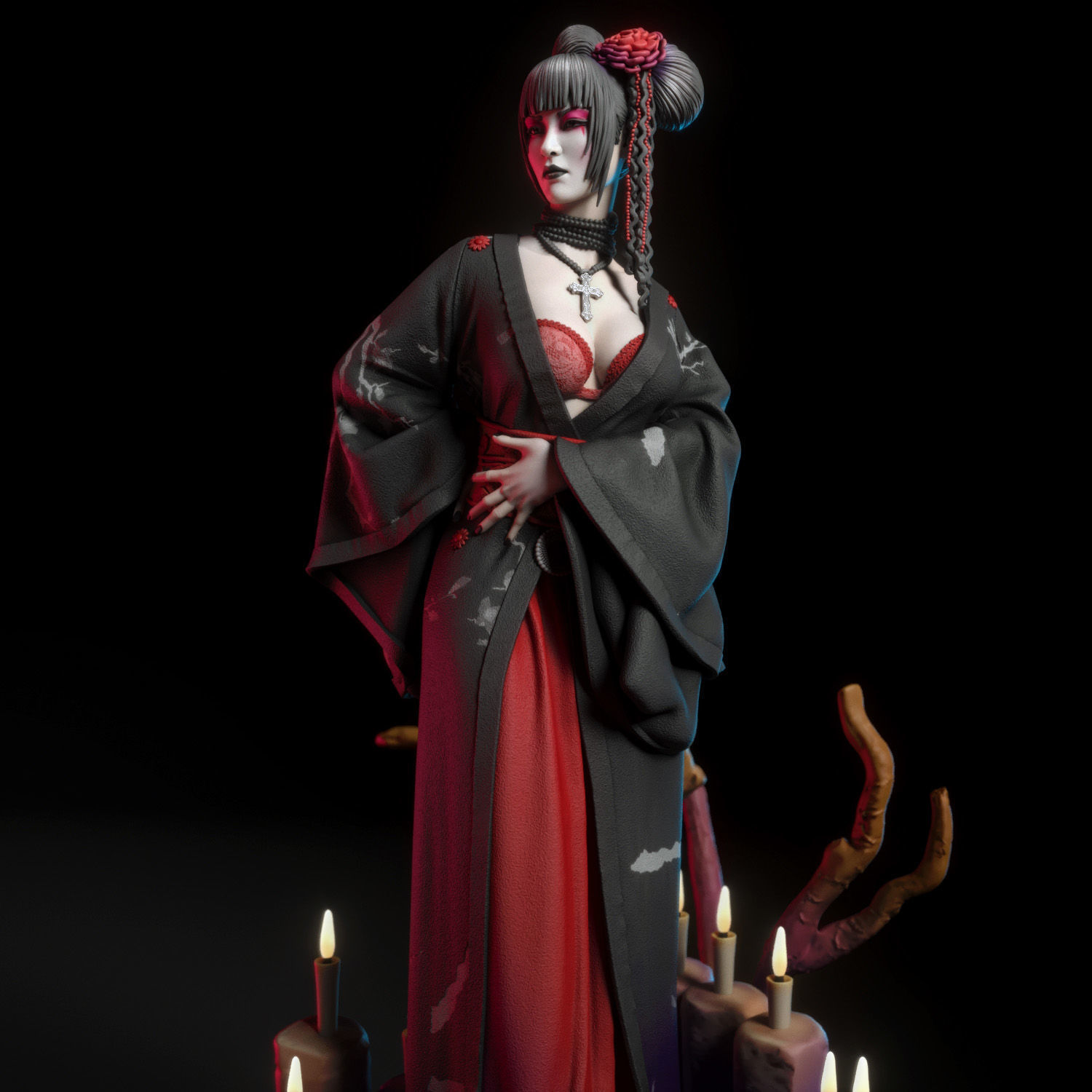 Hikari the goth geisha 3D model 3D printable | CGTrader