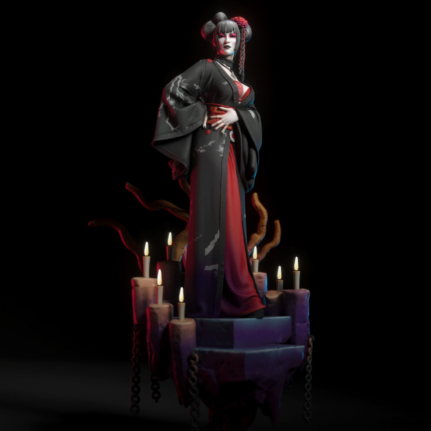 Hikari the goth geisha 3D model 3D printable | CGTrader