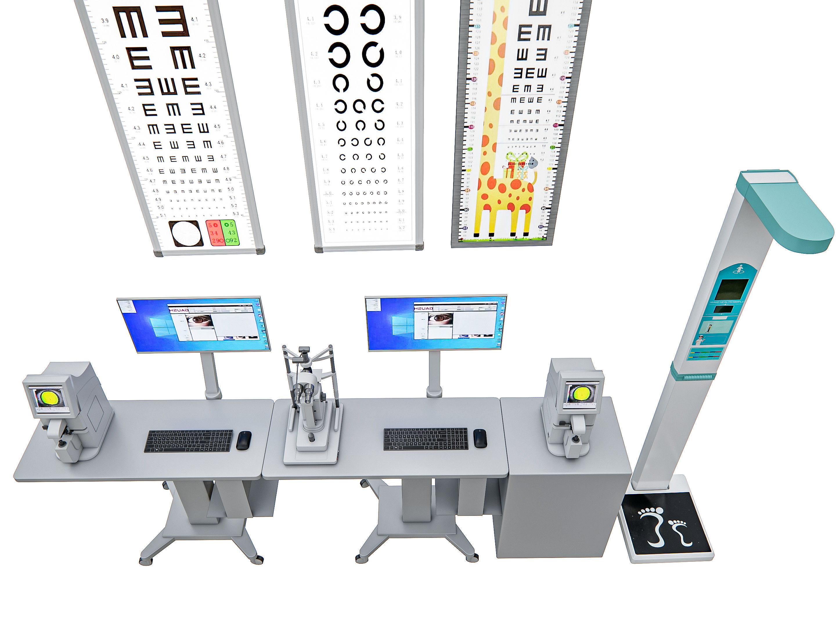 Hospital Eye Testing Snellen Chart Equipments 3D model | CGTrader