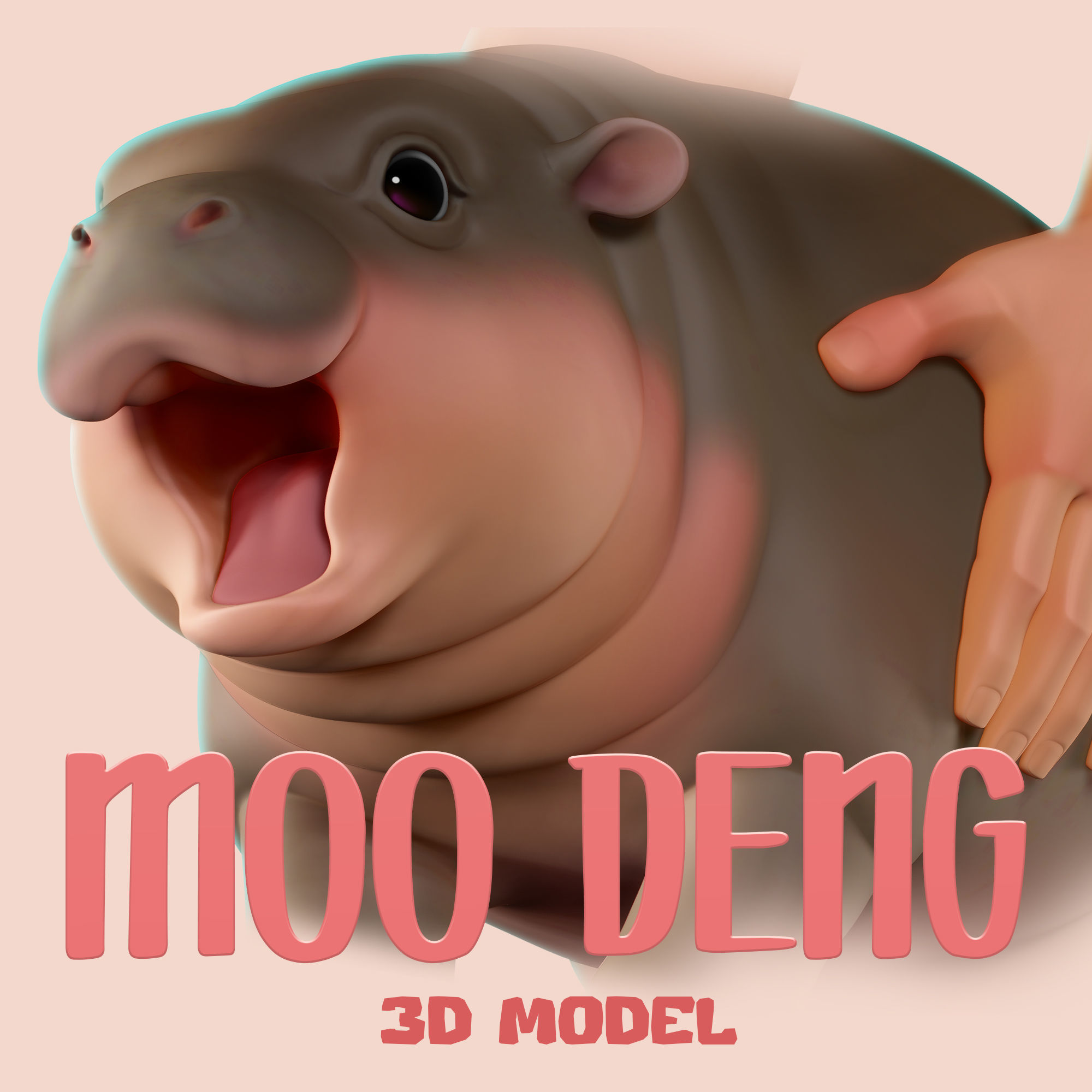 Moo Deng 3D model 3D printable | CGTrader