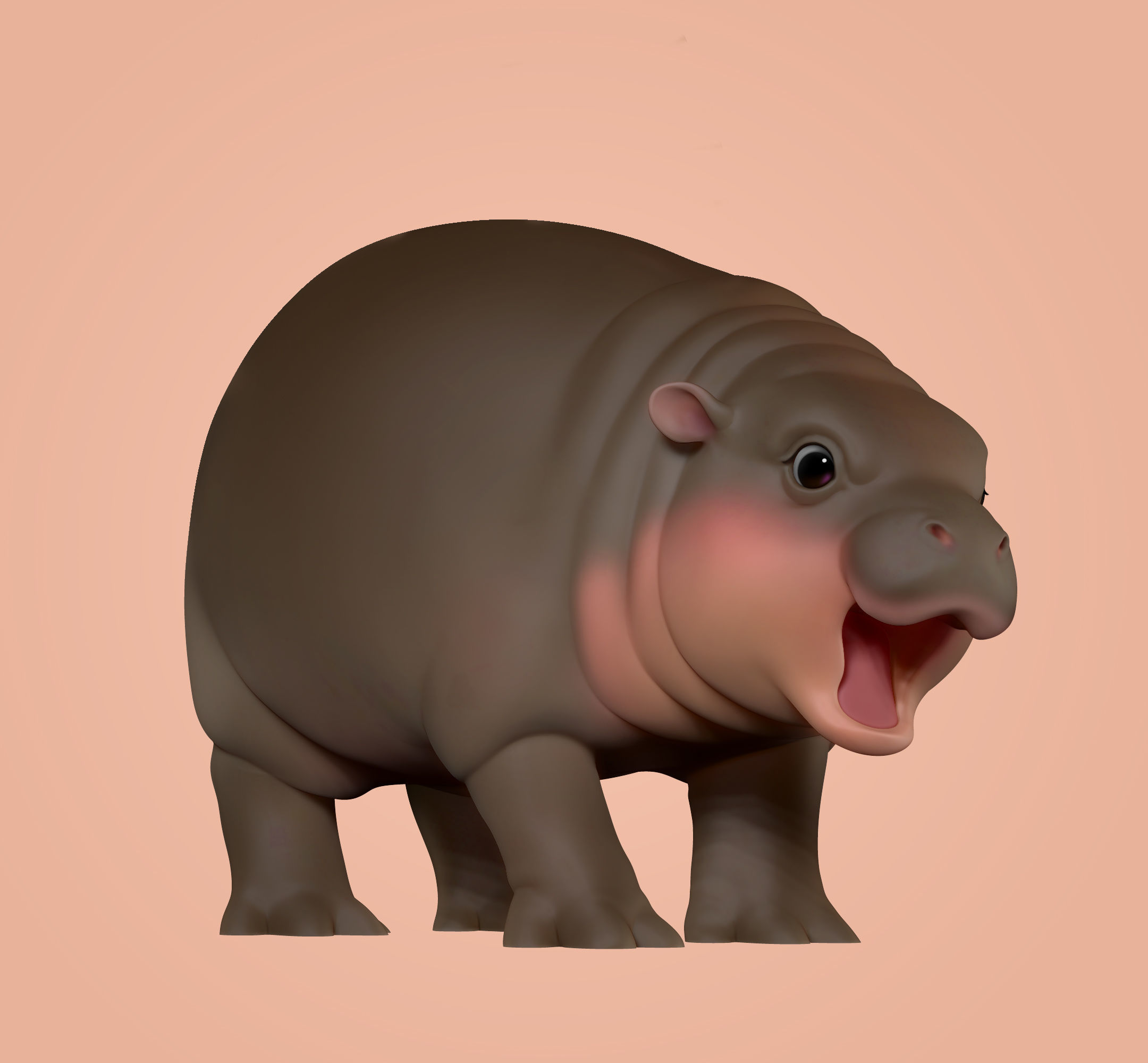 Moo Deng 3D model 3D printable | CGTrader