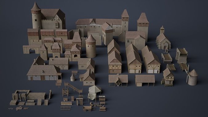 3D model Medieval Castle Assets VR / AR / low-poly | CGTrader