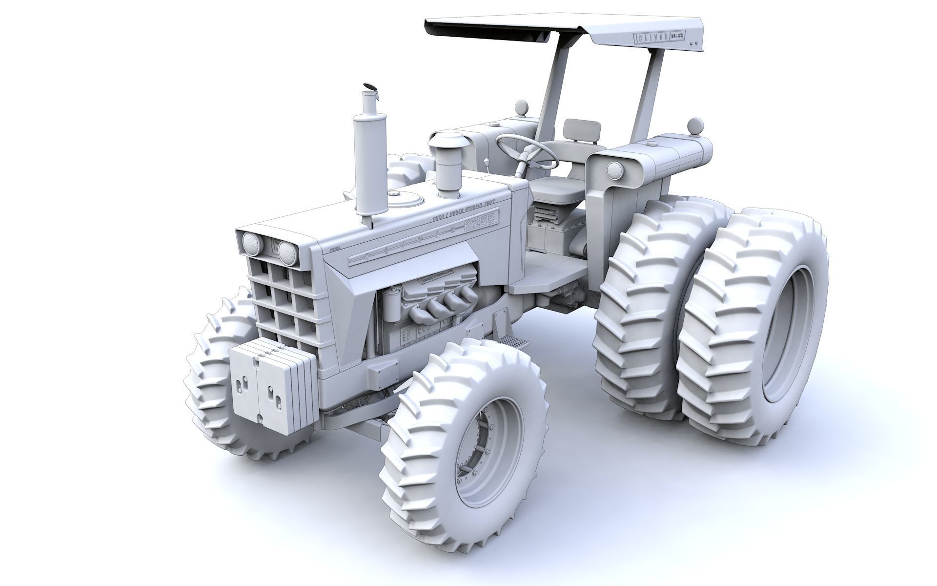 Oliver 2255 4WD Tractor 1972 with Canopy 3D model | CGTrader