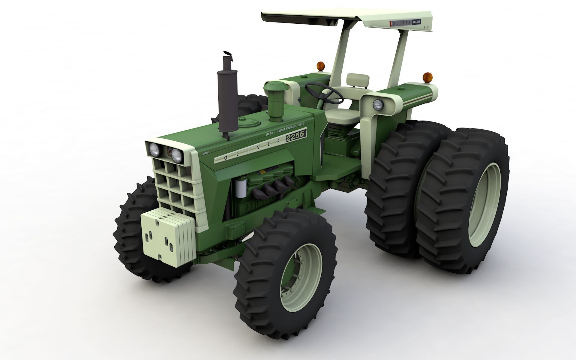 Oliver 2255 4WD Tractor 1972 with Canopy 3D model | CGTrader