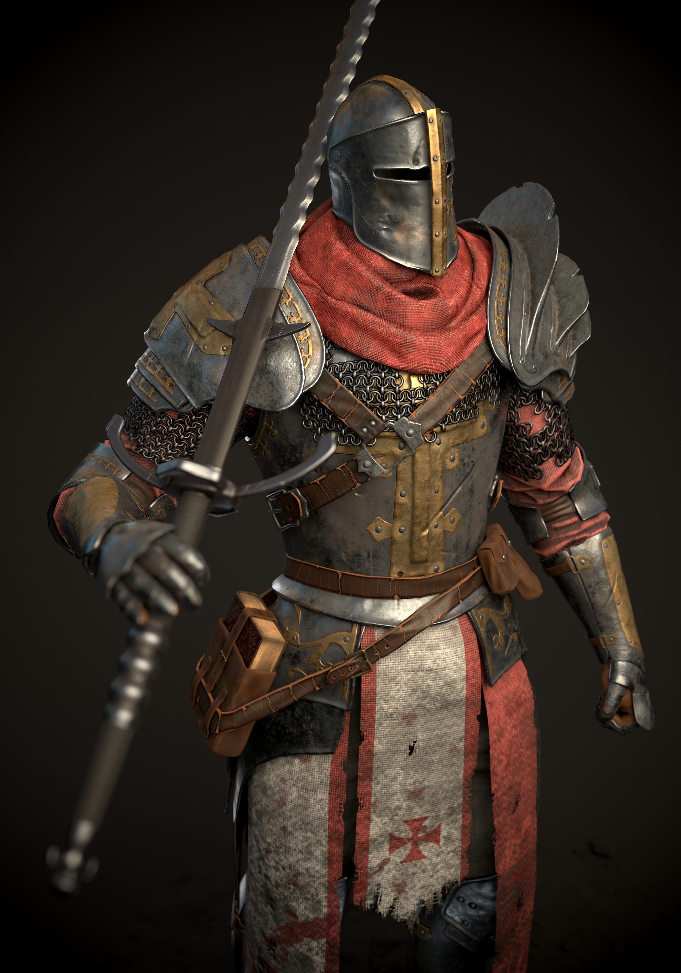 3D model Medieval knight Templier VR / AR / low-poly | CGTrader