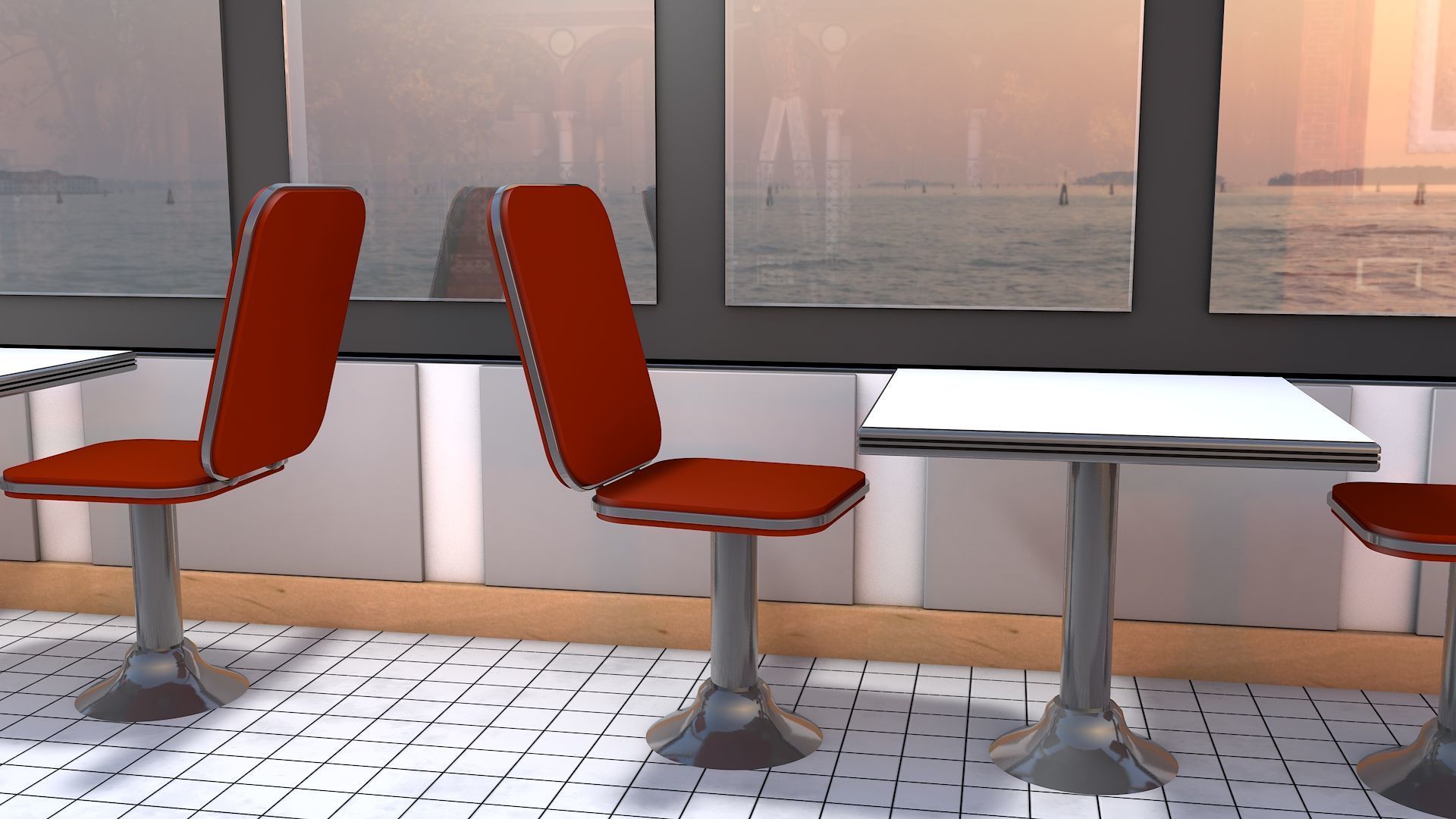 Retro Diner Seating free 3D model | CGTrader