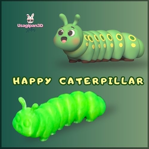 Happy Caterpillar 3D model 3D printable | CGTrader