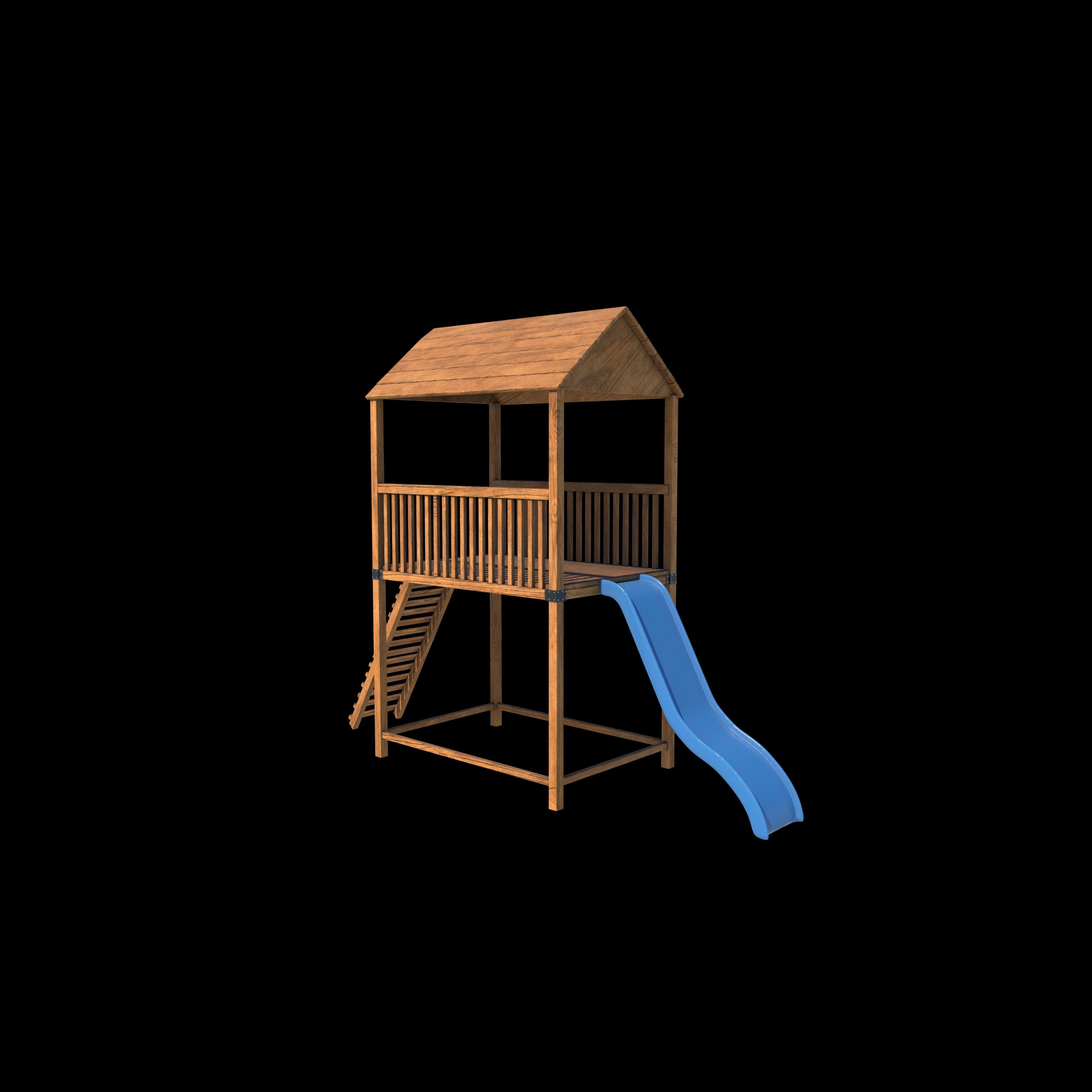 Playground Wooden Slide 3D model animated | CGTrader