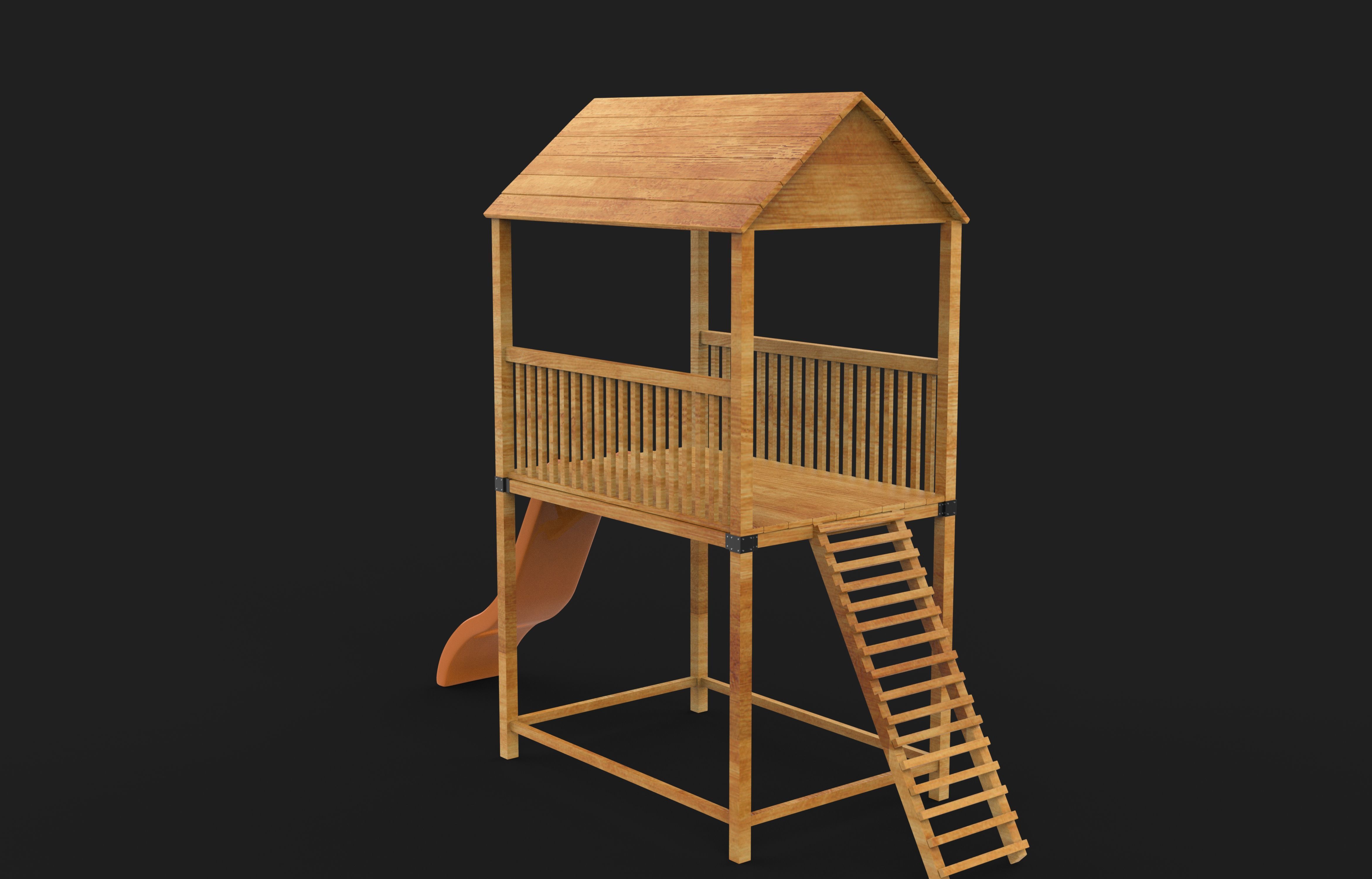Playground Wooden Slide 3D model animated | CGTrader