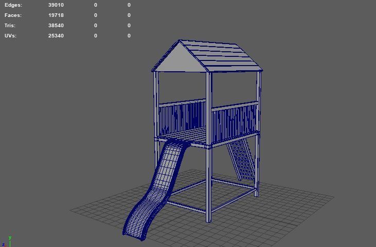 Playground Wooden Slide 3D model animated | CGTrader