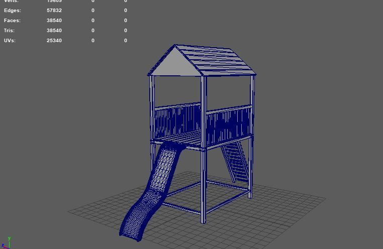 Playground Wooden Slide 3D model animated | CGTrader