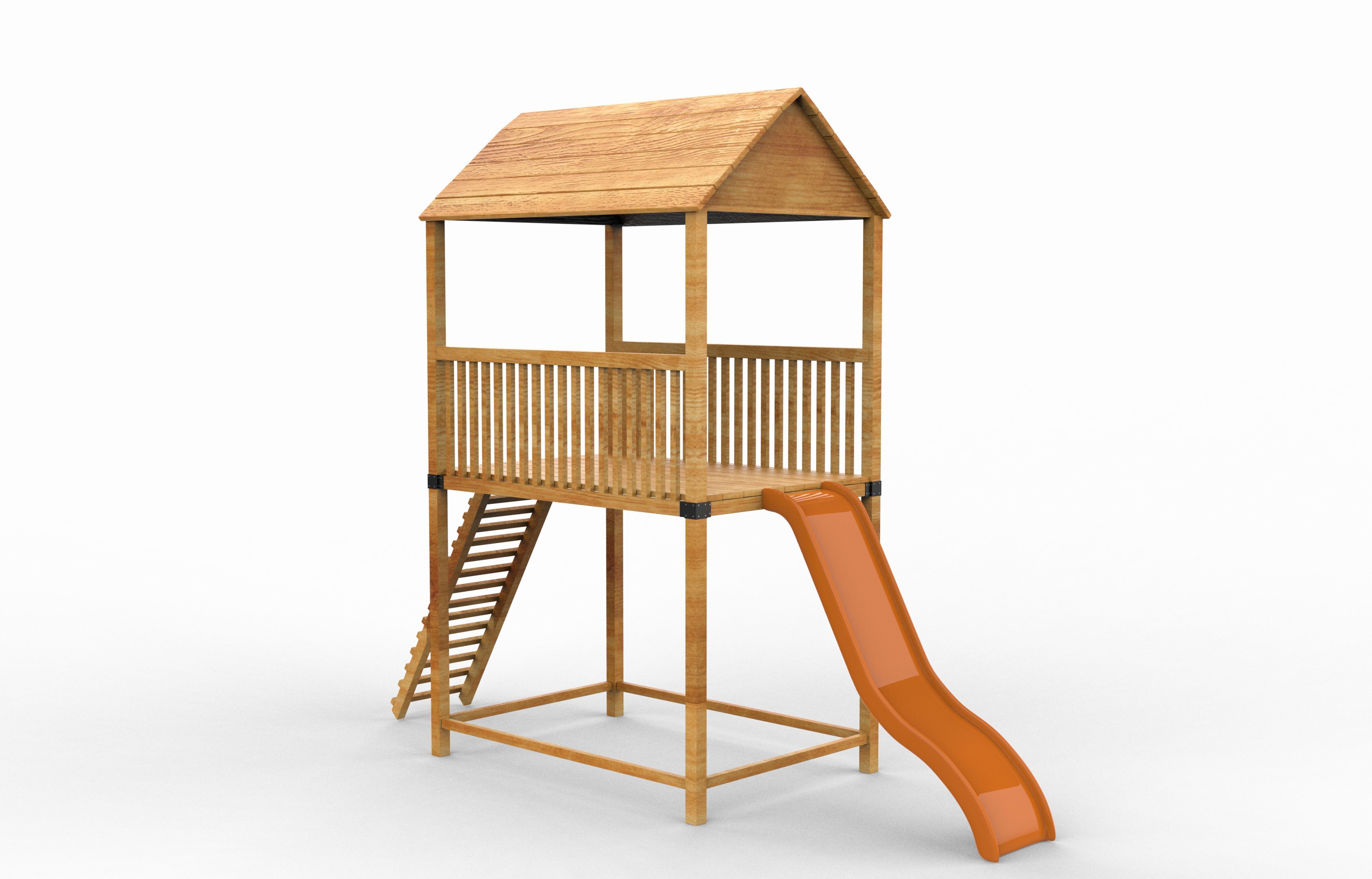 Playground Wooden Slide 3D model animated | CGTrader