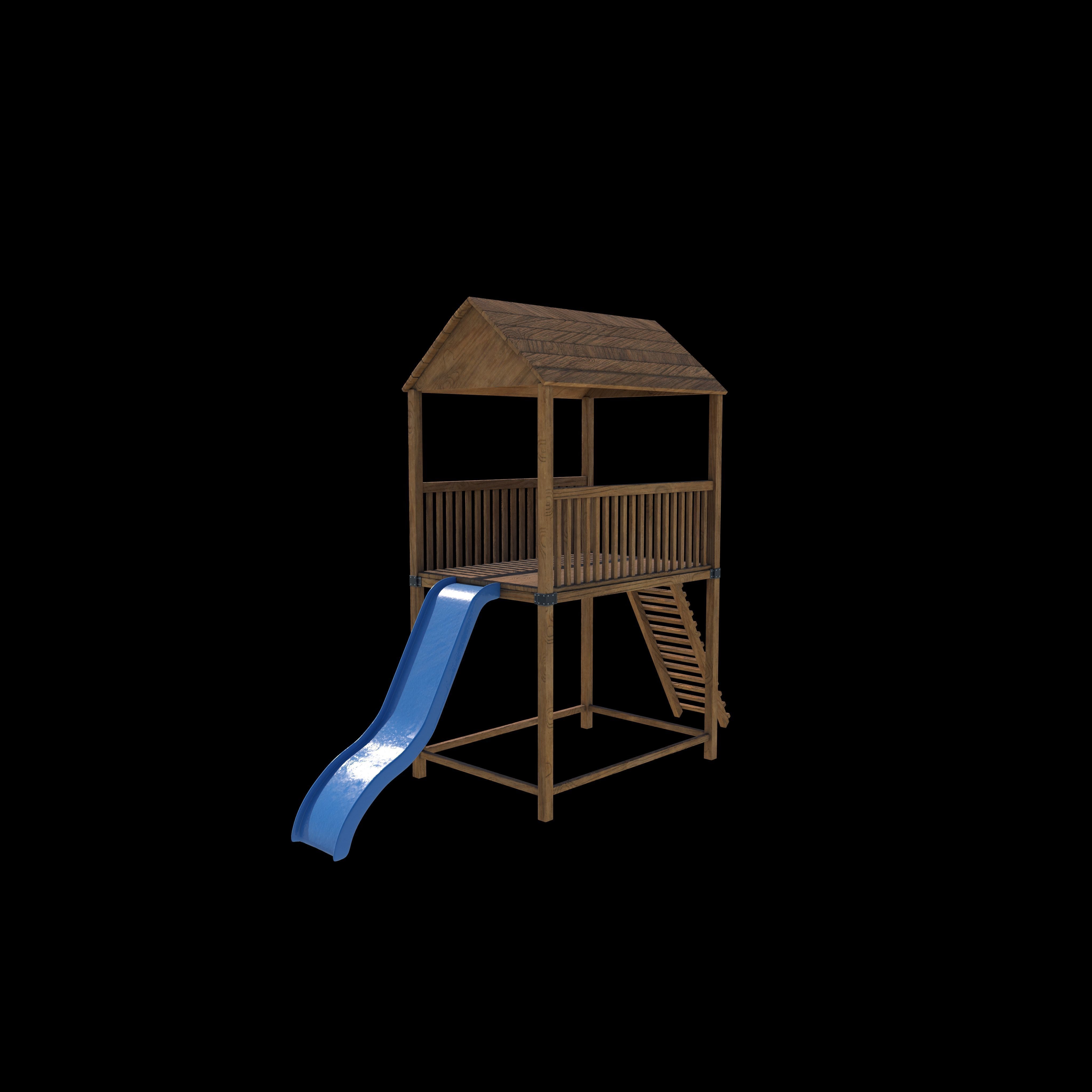 Playground Wooden Slide 3D model animated | CGTrader