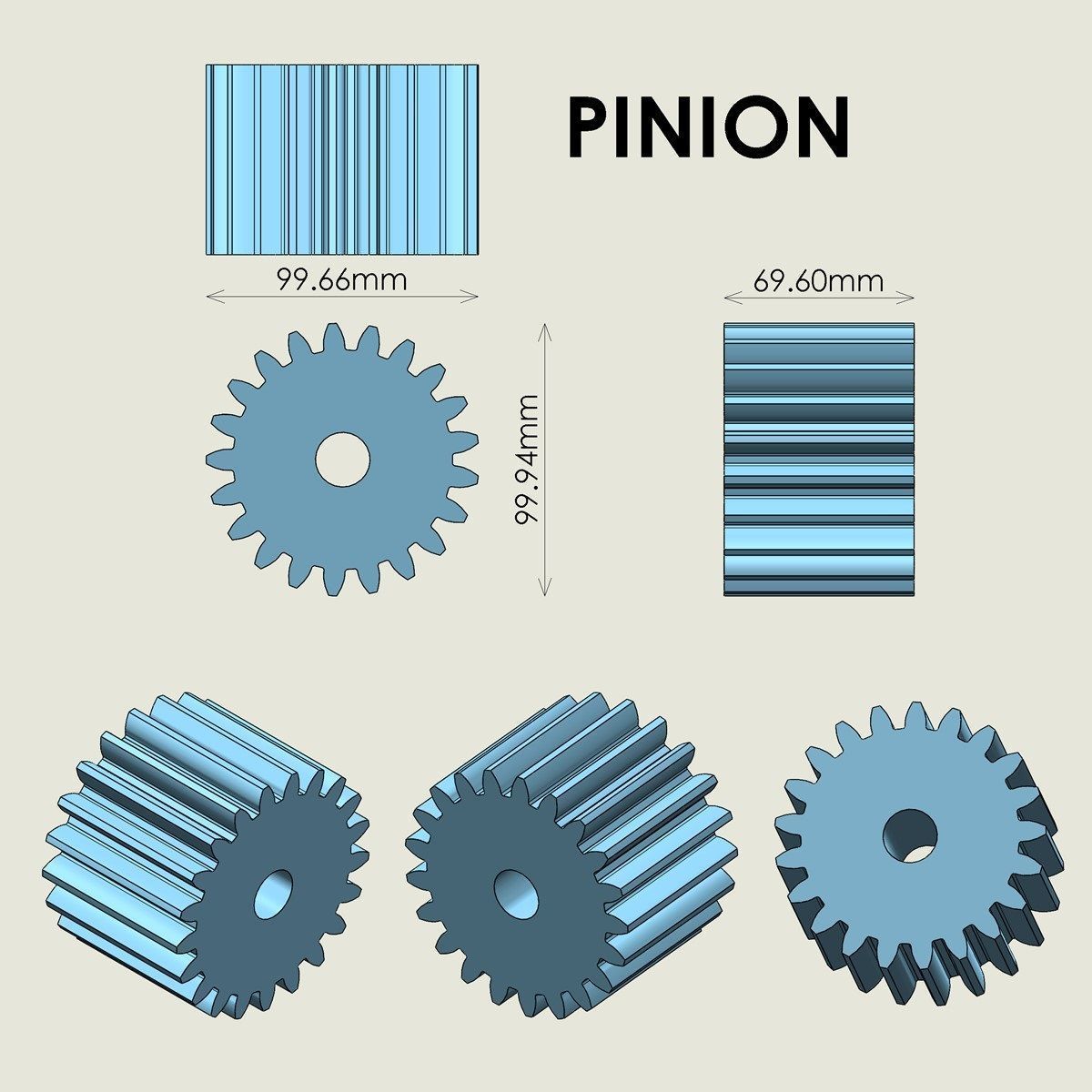 Rack and Pinion Gears 3D model 3D printable | CGTrader