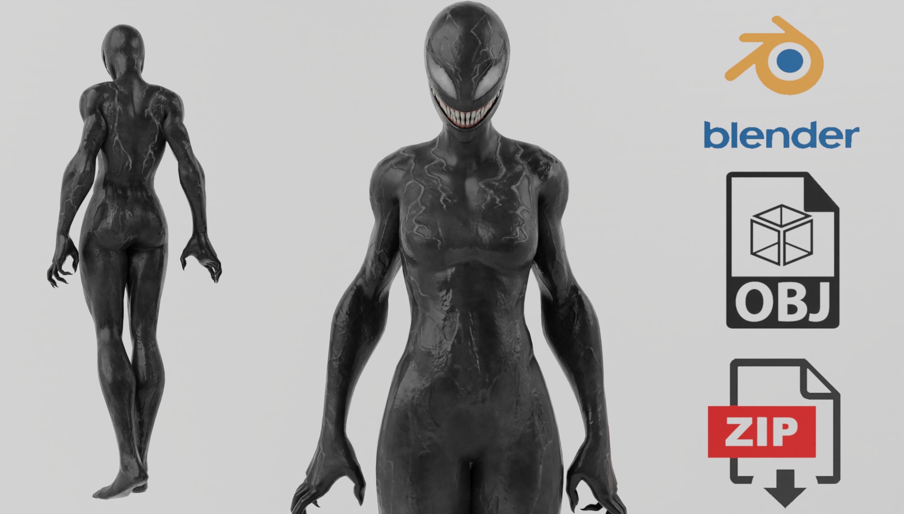 3D model She Venom Symbiote Lowpoly Rigged VR / AR / low-poly | CGTrader