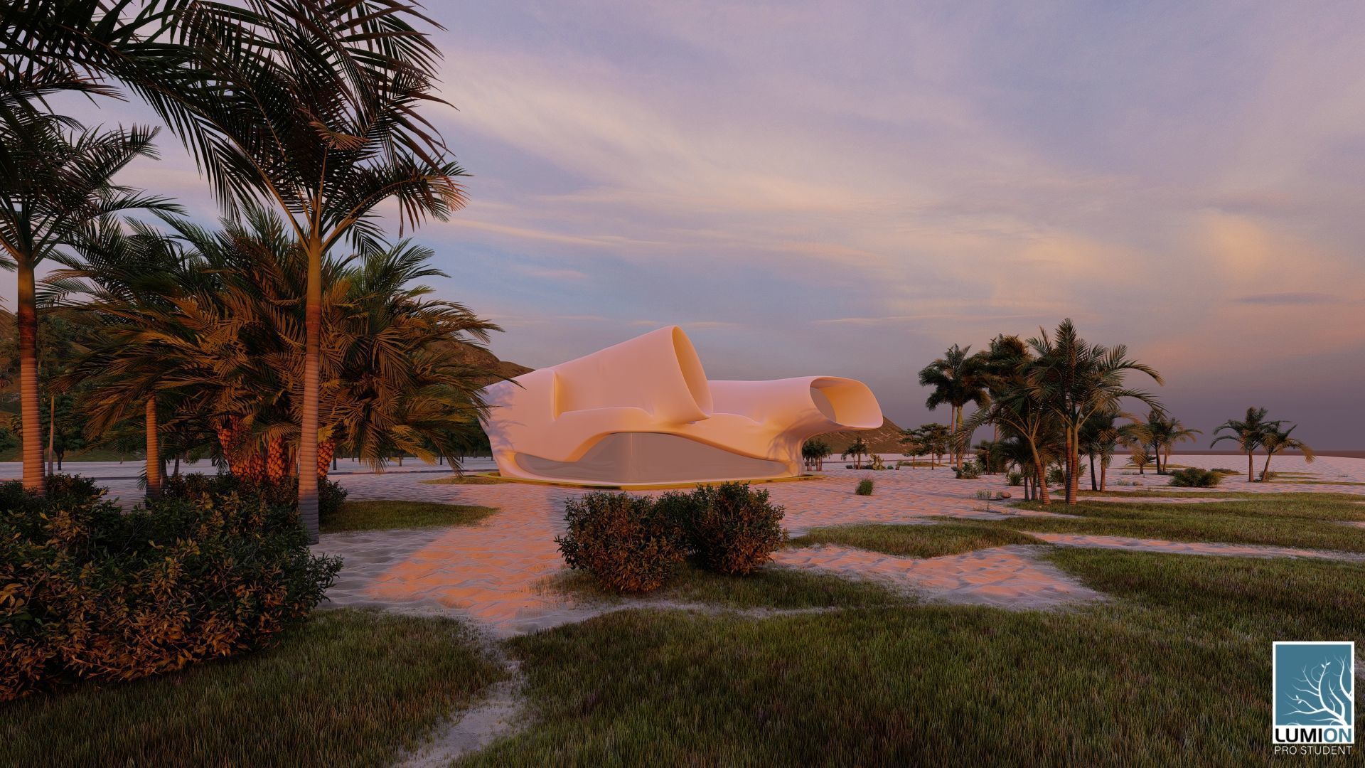 Futuristic Beachside Pavilion 3D Model 3D model | CGTrader