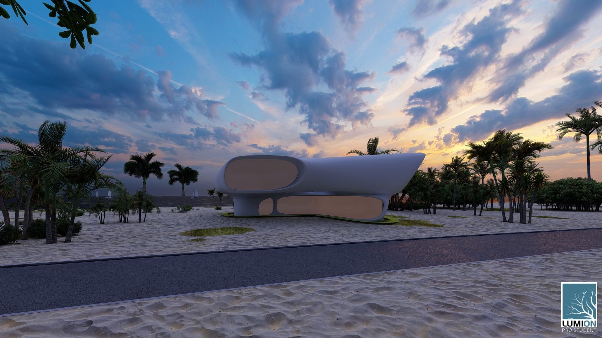 Futuristic Beachside Pavilion 3D Model 3D model | CGTrader