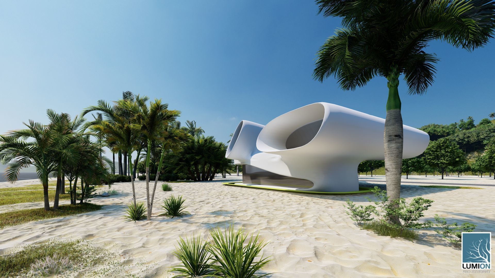 Futuristic Beachside Pavilion 3D Model 3D model | CGTrader
