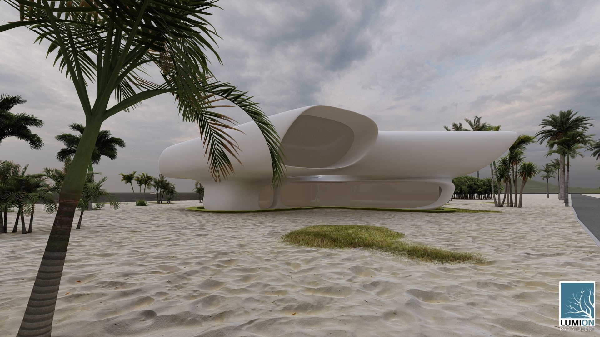 Futuristic Beachside Pavilion 3D Model 3D model | CGTrader