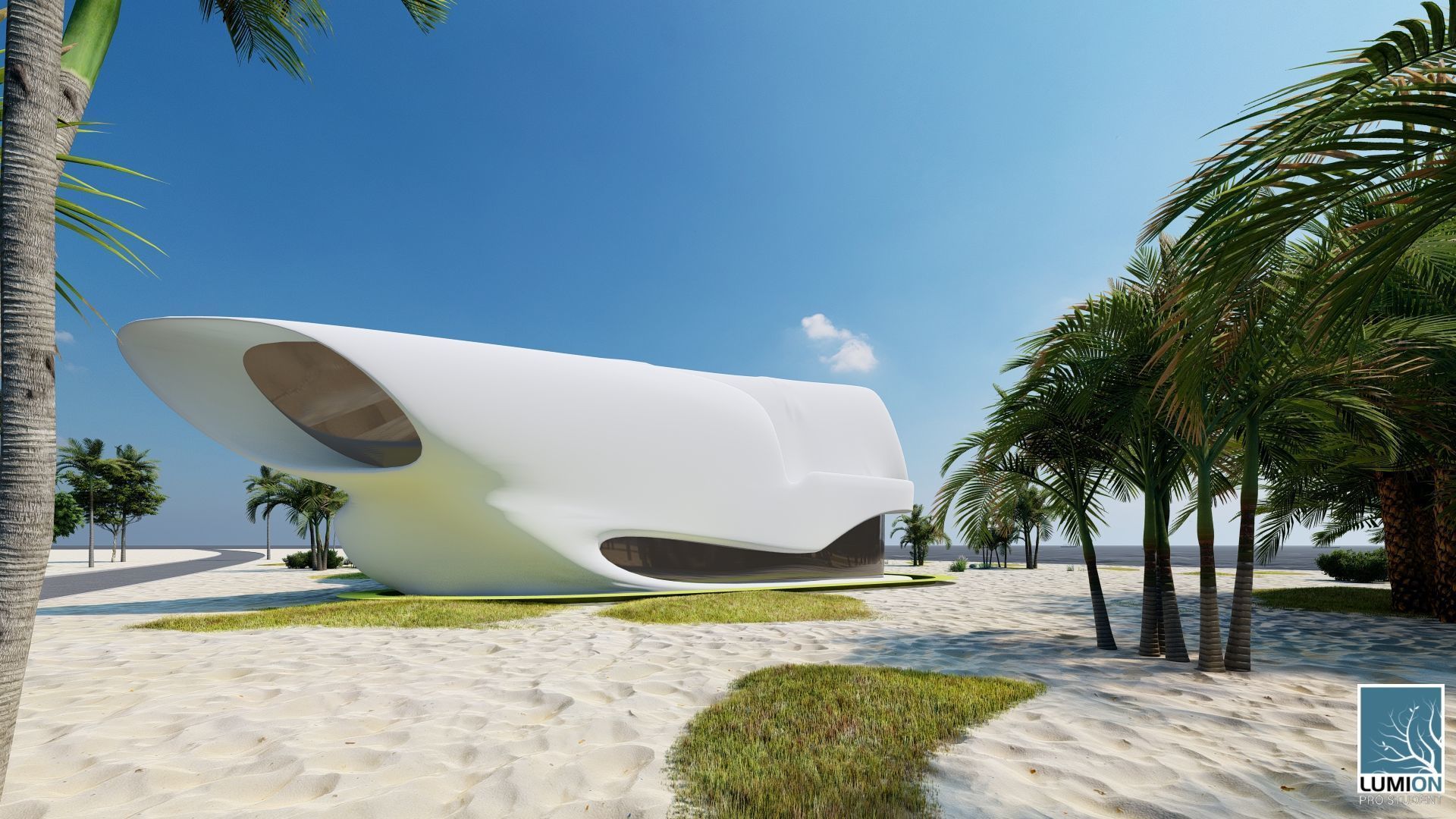 Futuristic Beachside Pavilion 3D Model 3D model | CGTrader