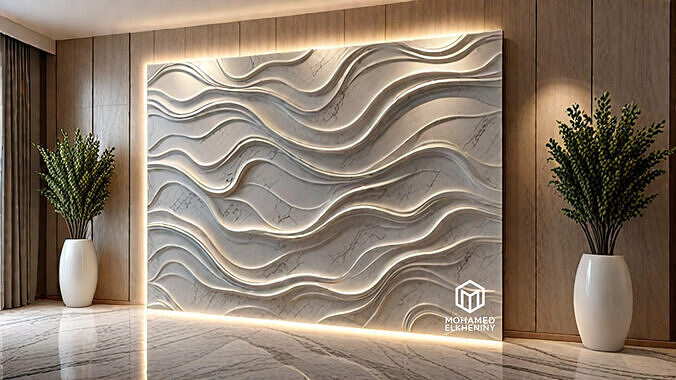 Modern 3D CNC Wall Panel Decorative Wall Art 01 3D model | CGTrader