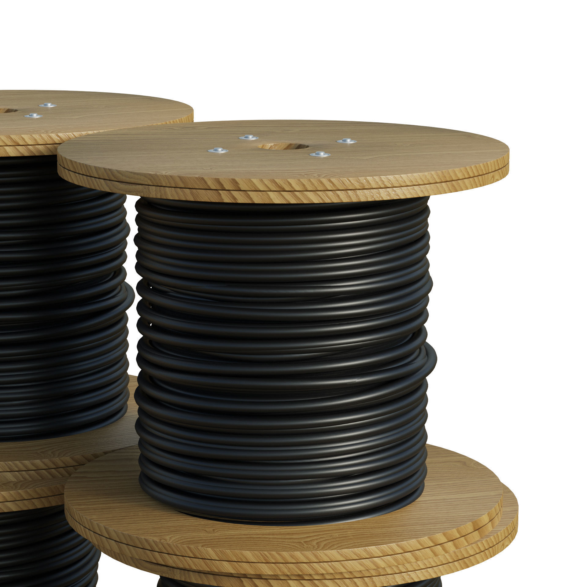 Cable Reel Drums On Wooden Pallet 3D model | CGTrader
