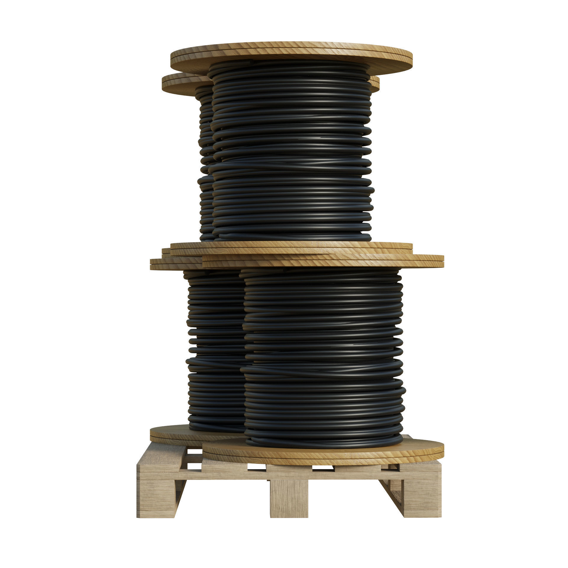 Cable Reel Drums On Wooden Pallet 3D model | CGTrader