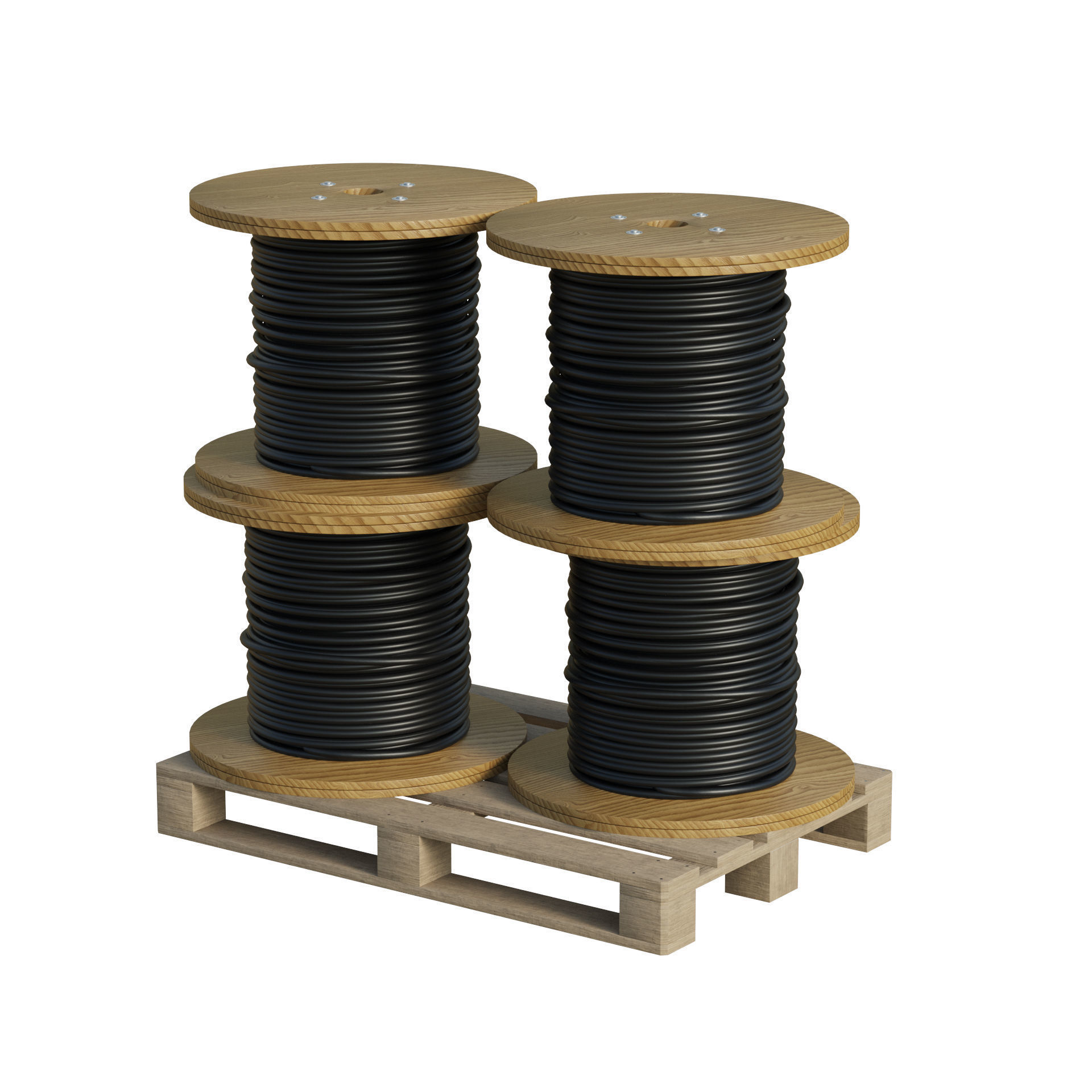 Cable Reel Drums On Wooden Pallet 3D model | CGTrader