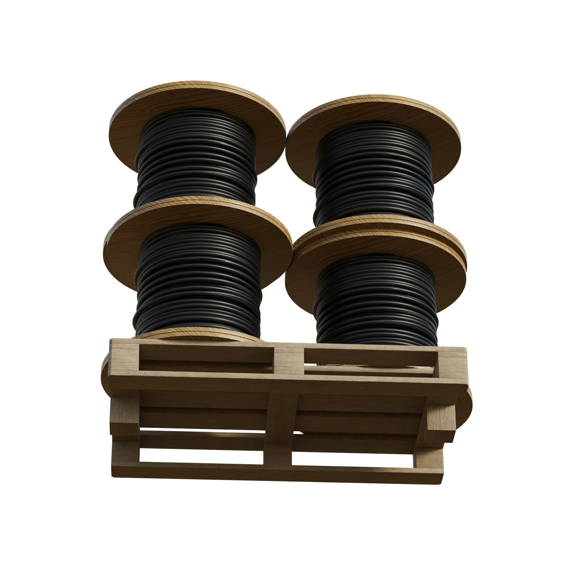 Cable Reel Drums On Wooden Pallet 3D model | CGTrader
