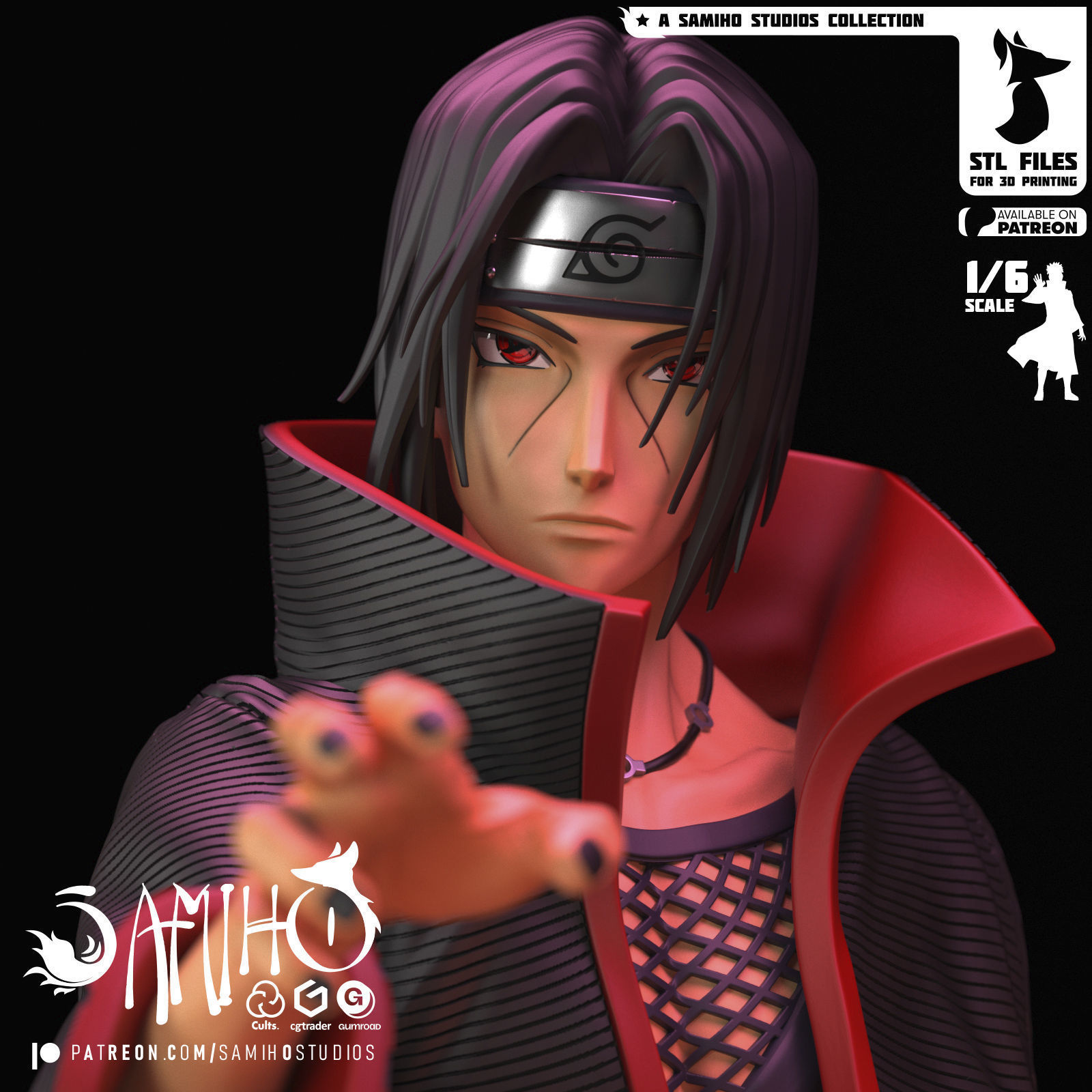 Samiho Studios - Uchiha Itachi - STLs ready for printing 3D model 3D printable | CGTrader