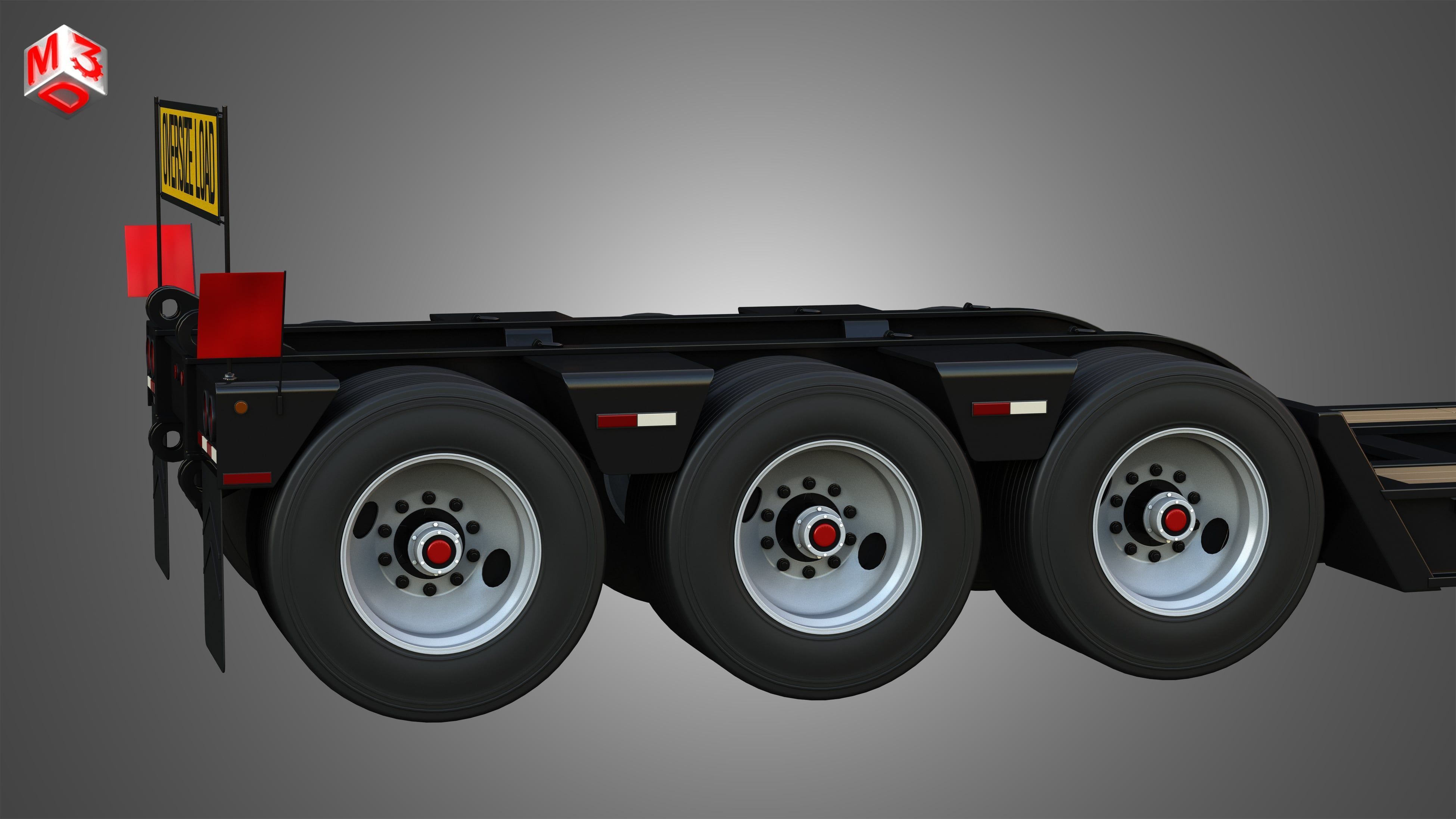 Lowboy Double Trailer - Oversize Load 3D model | CGTrader
