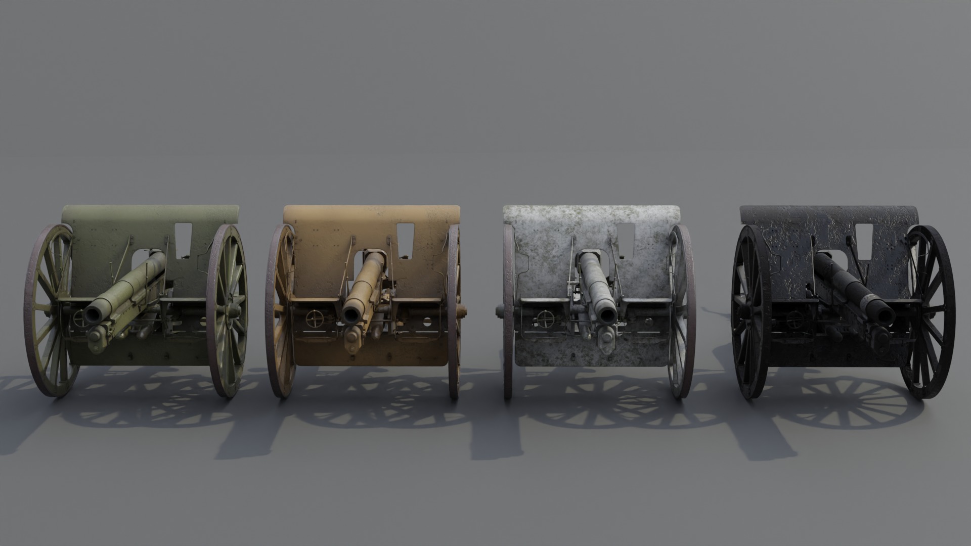 3D model Type 38 Kai 75 mm field gun VR / AR / low-poly | CGTrader