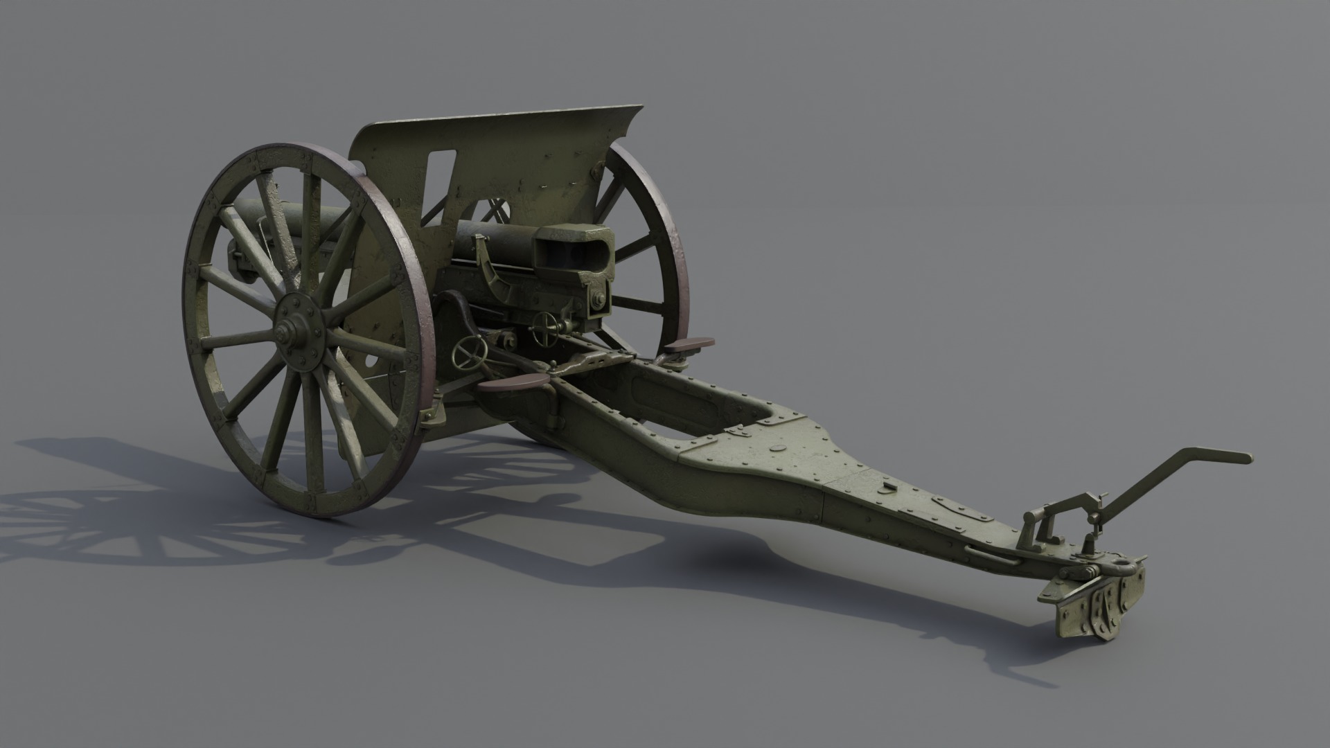 3D model Type 38 Kai 75 mm field gun VR / AR / low-poly | CGTrader